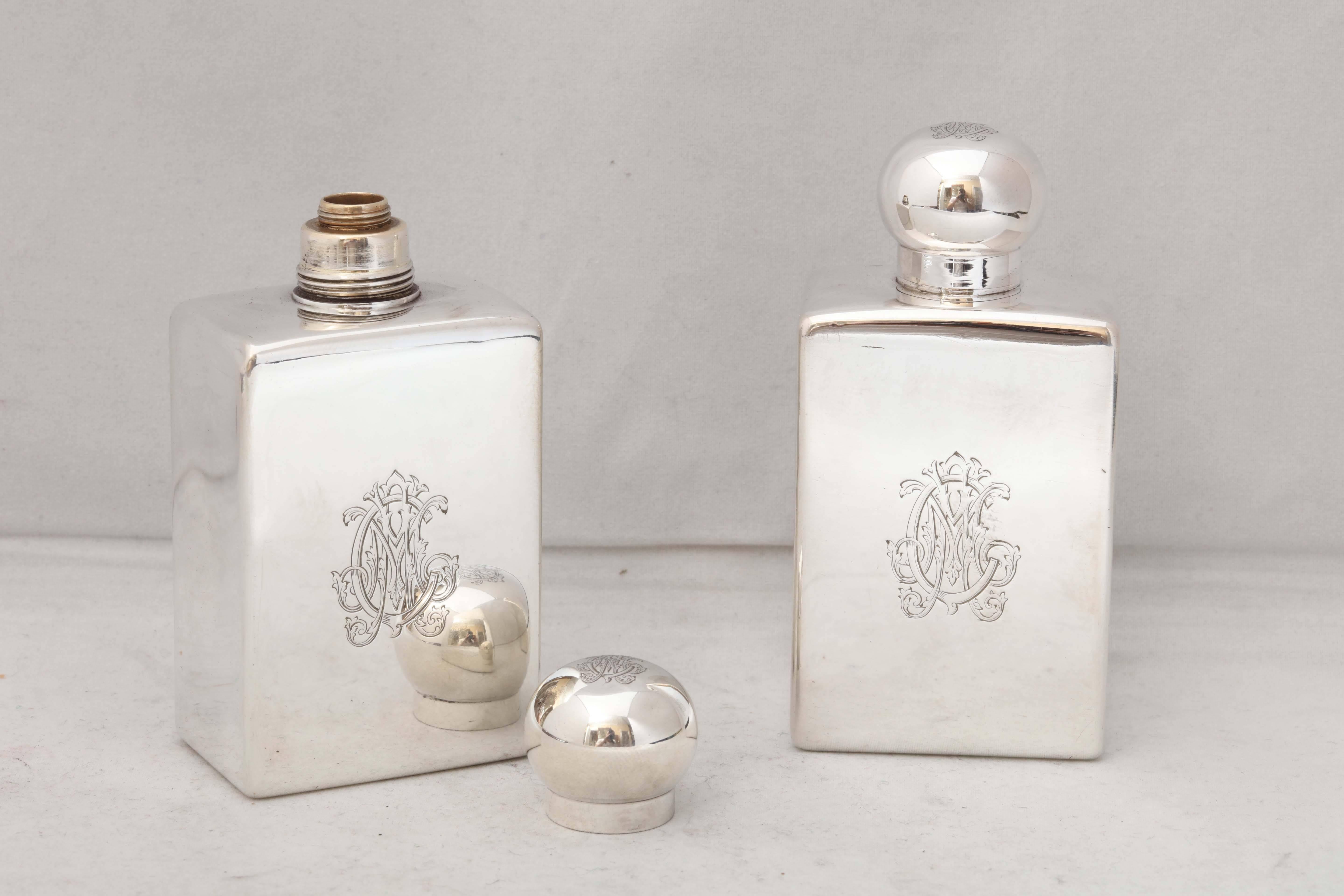 Pair of Edwardian, French All Sterling Silver Cologne Bottles at 1stDibs