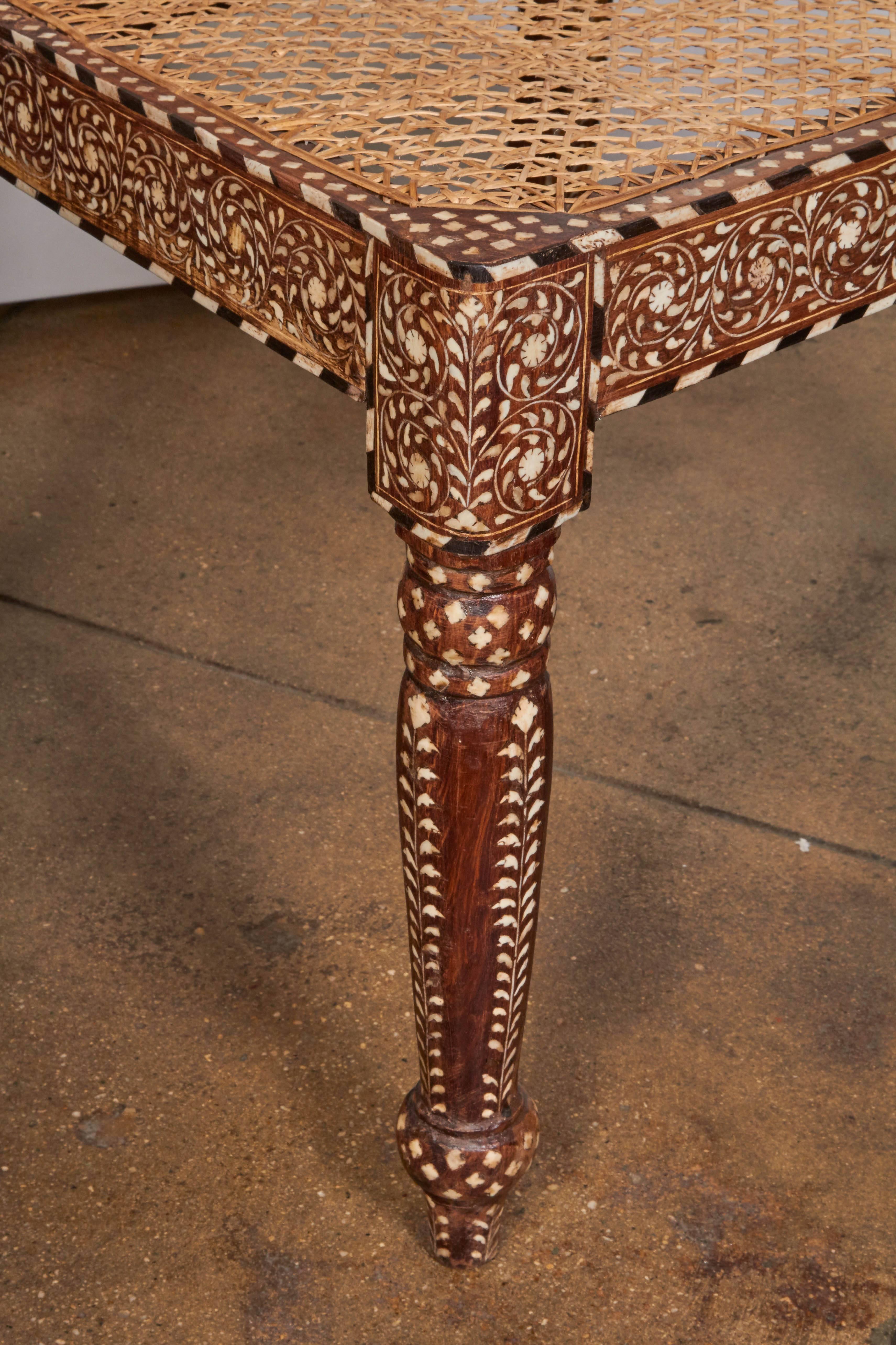 Armless Bone Inlaid Chair From India, late 20th Century at 1stDibs