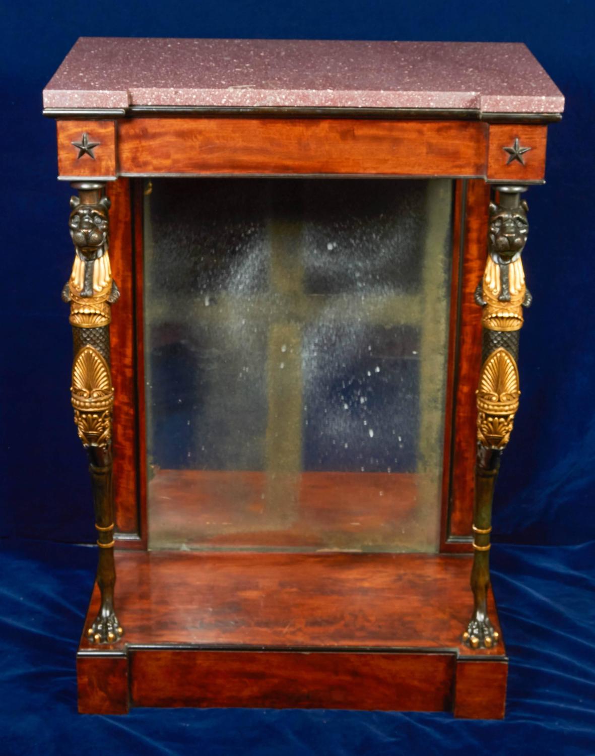 Pair of Regency Mahogany or Bronze Console Tables in the Manner of ...