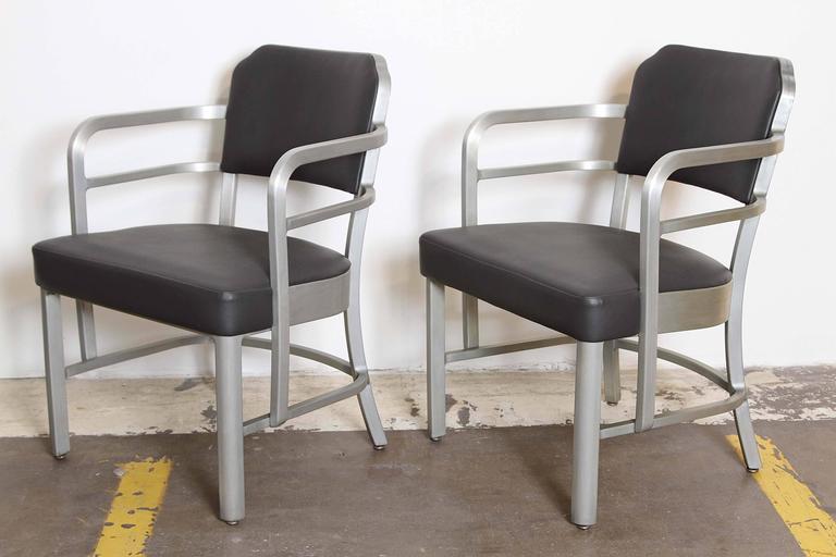 Machine Age Art Deco GoodForm Armchairs Brushed Aluminum, Leather at ...