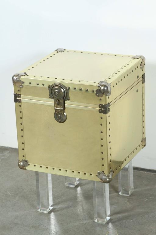 Chic Pair of Small Brass Trunk End Tables at 1stDibs