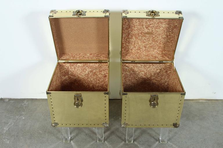 Chic Pair of Small Brass Trunk End Tables at 1stDibs