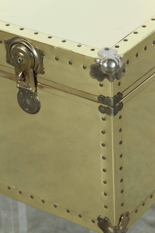 Chic Pair of Small Brass Trunk End Tables at 1stDibs