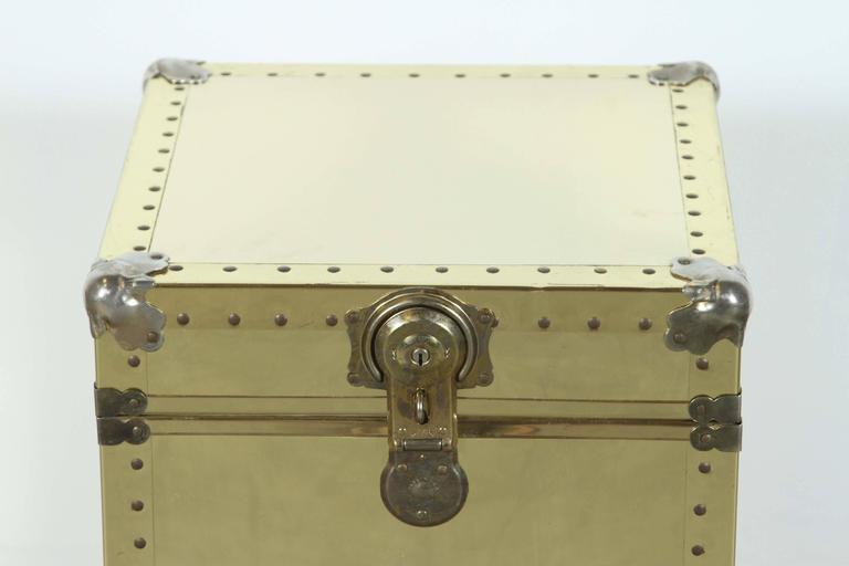 Chic Pair of Small Brass Trunk End Tables at 1stDibs