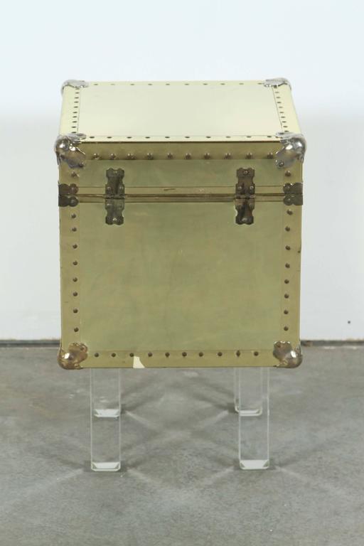 Chic Pair of Small Brass Trunk End Tables at 1stDibs