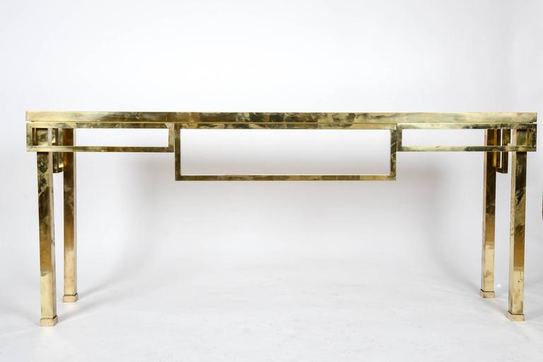Pair of Vintage Brass Consoles For Sale at 1stDibs