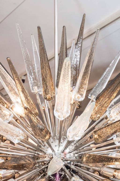 Clear and Smoke Murano Glass Spike Sputnik Chandelier in Polished ...