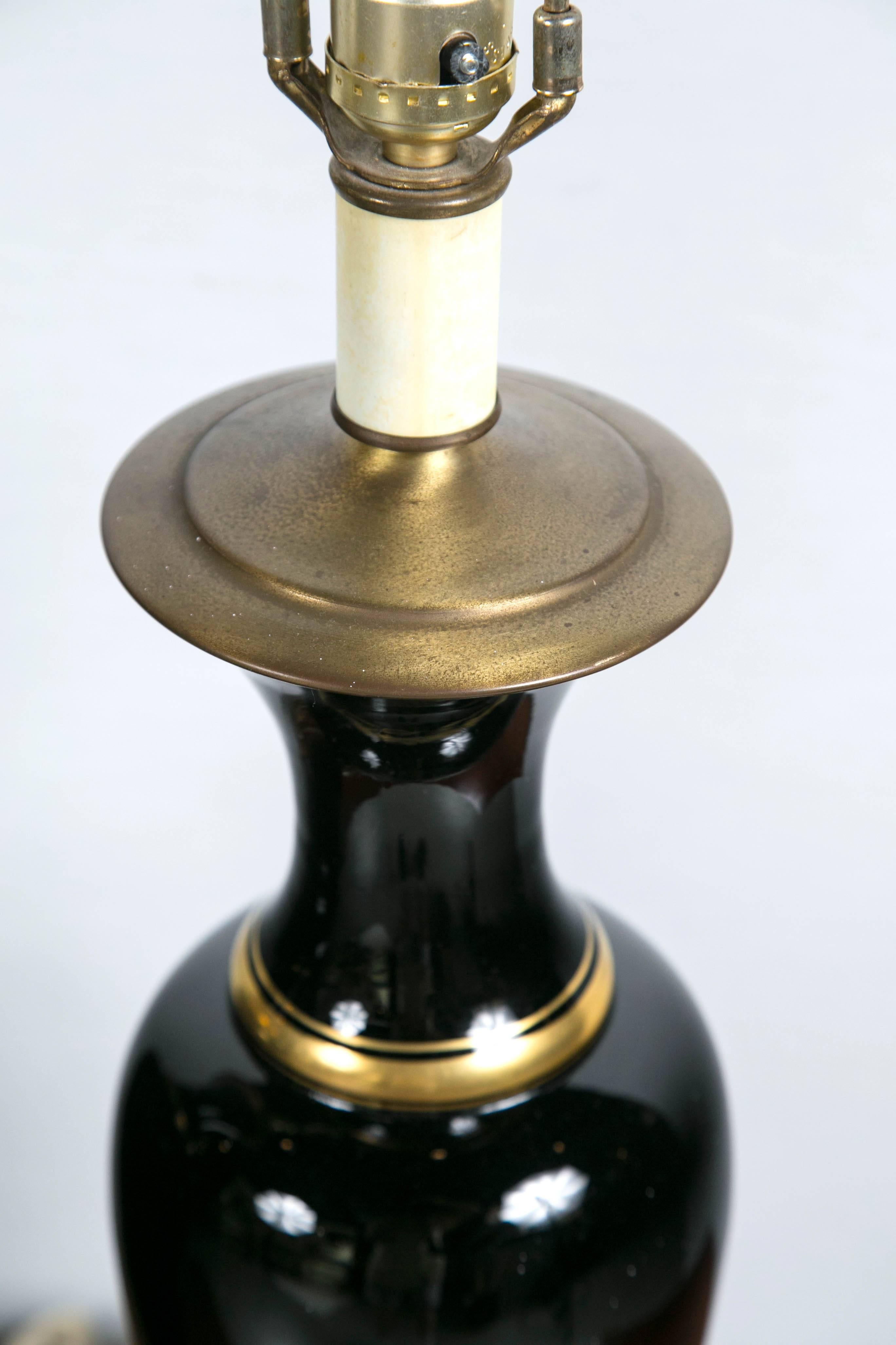 Black Opaline Lamps with Gilt Decoration For Sale at 1stDibs