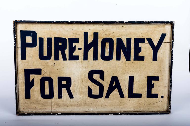 Vintage "Pure Honey For Sale" Sign at 1stDibs