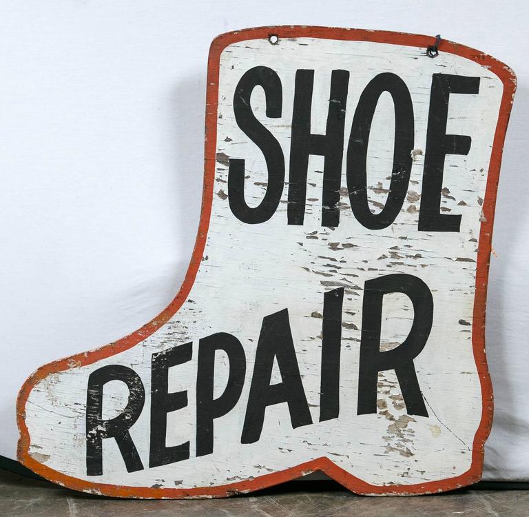 Vintage Shoe Repair Shop Sign For Sale at 1stDibs