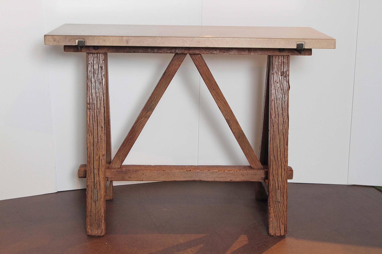 Antique French Saw Horse Entry Table, circa 1910 For Sale at 1stdibs