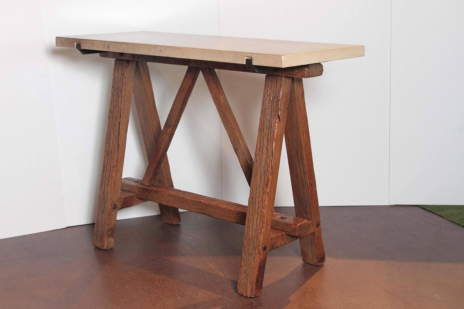 Antique French Saw Horse Entry Table, circa 1910 For Sale at 1stdibs