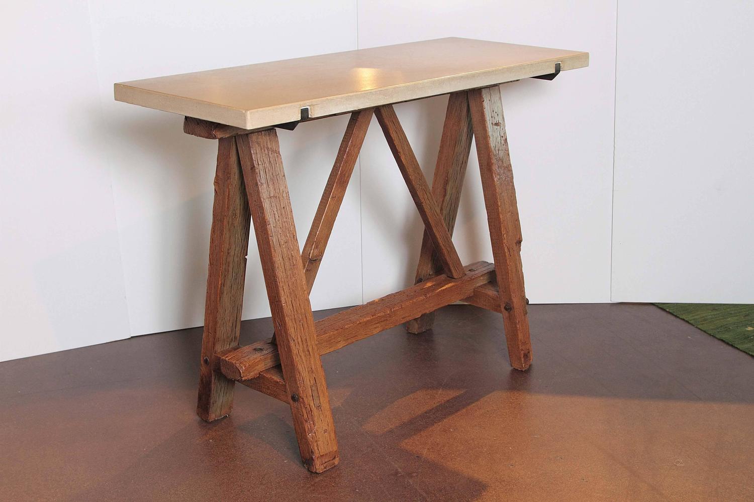 Antique French Saw Horse Entry Table, circa 1910 For Sale at 1stdibs