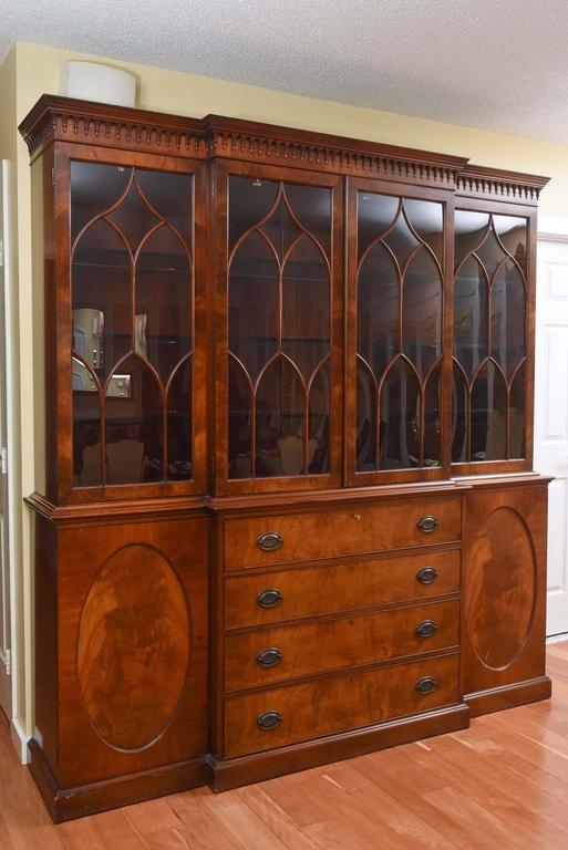 Massive Custom Semi Antique Breakfront Cabinet Mahogany Inlaid with ...