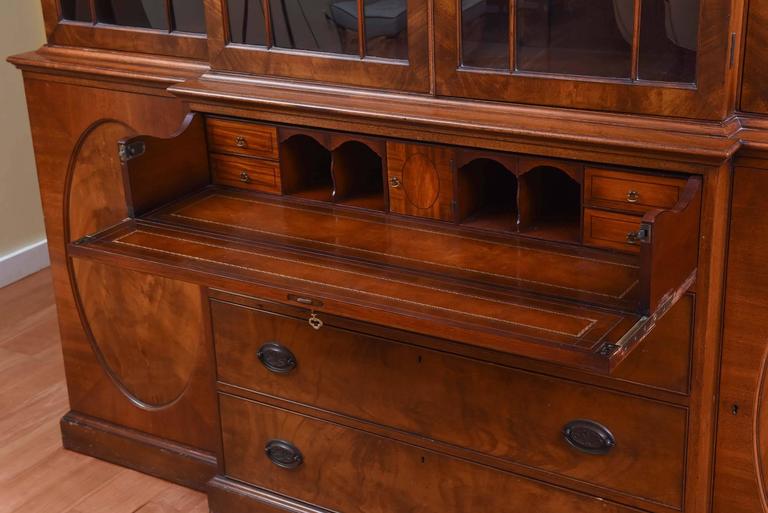 Massive Custom Semi Antique Breakfront Cabinet Mahogany Inlaid with ...