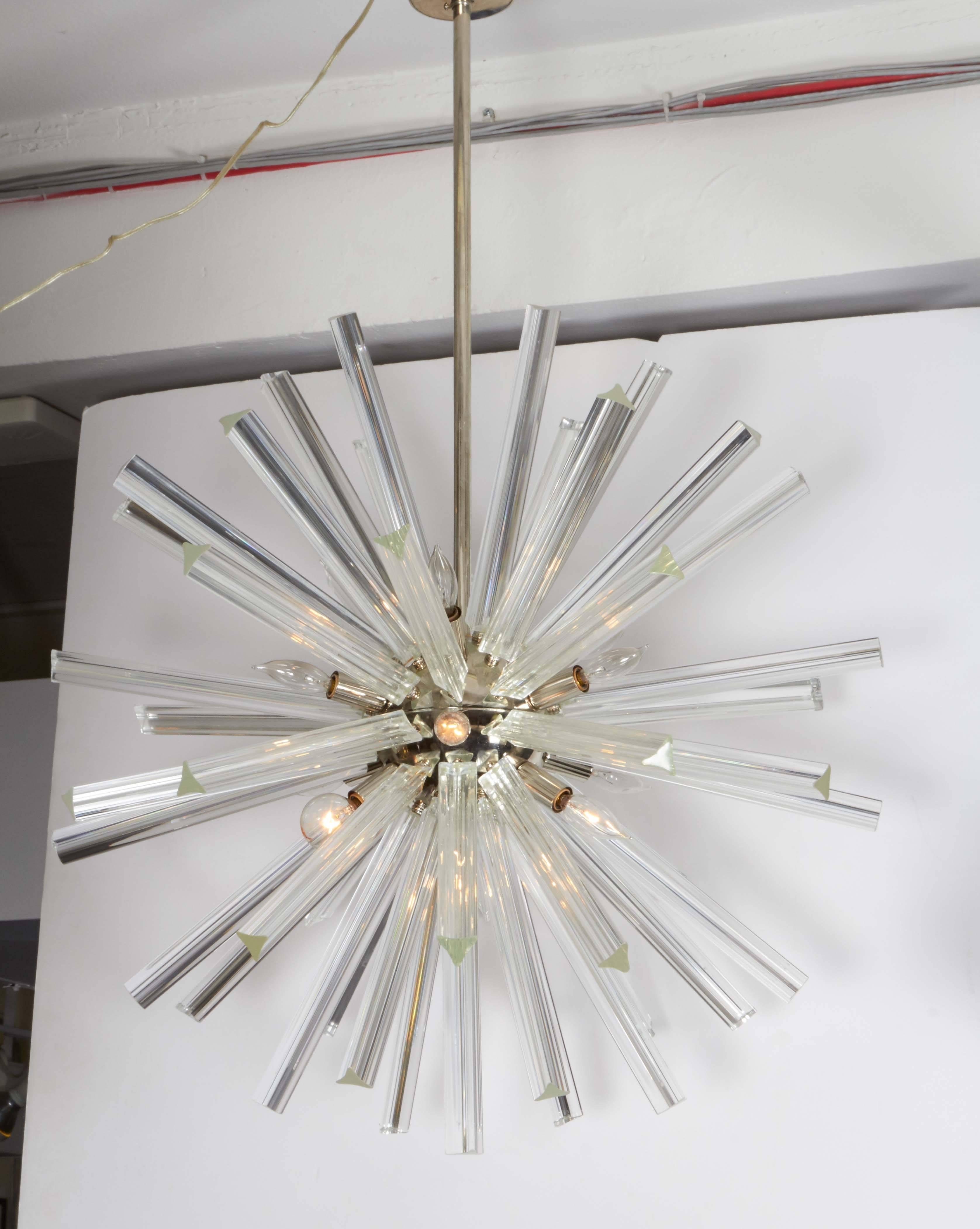 Pair of Crystal Prism Sputnik Chandeliers at 1stDibs