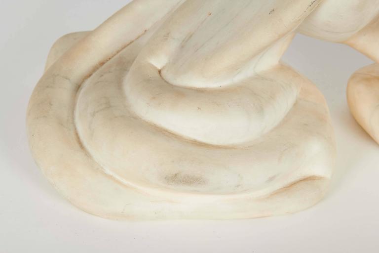 Draped Abstract Sculpture in White Marble, Signed M. Marlow For Sale at ...