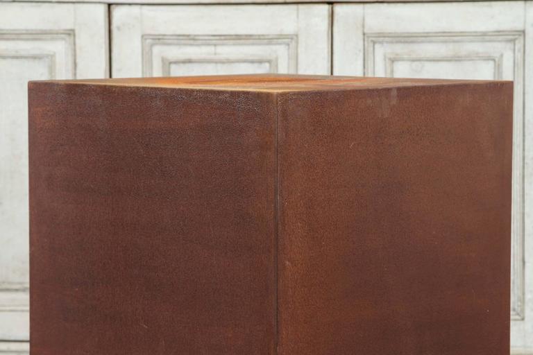 Custom Metal Square Plinth With A Rusted Patina by Lee Stanton For Sale ...