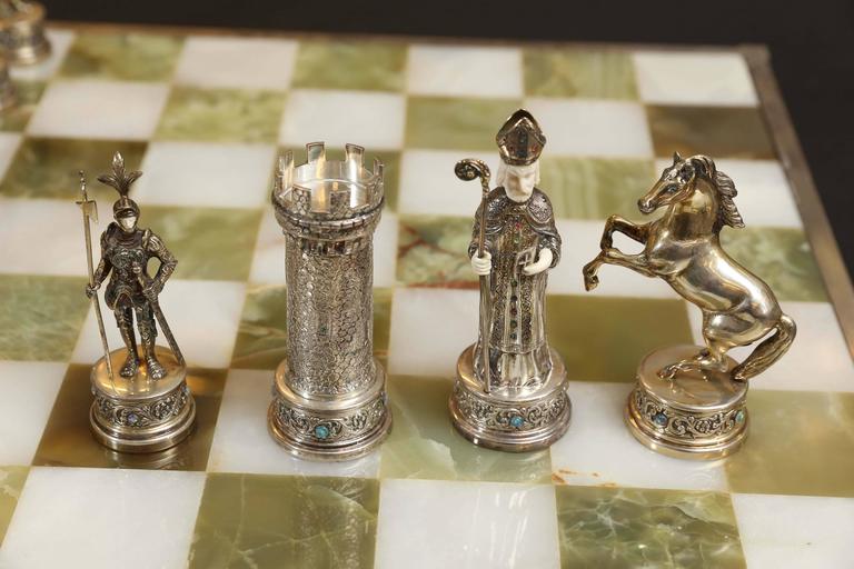 German Jewel-Encrusted Sterling Silver Chess Set at 1stDibs | solid ...