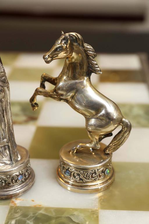 German Jewel-Encrusted Sterling Silver Chess Set at 1stDibs | solid ...