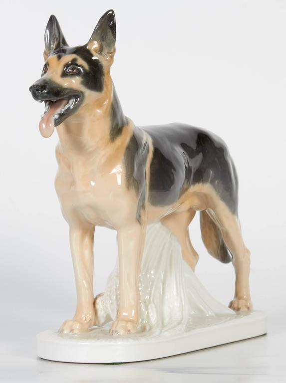 Meissen Porcelain Figure of German Shepherd Dog For Sale at 1stDibs