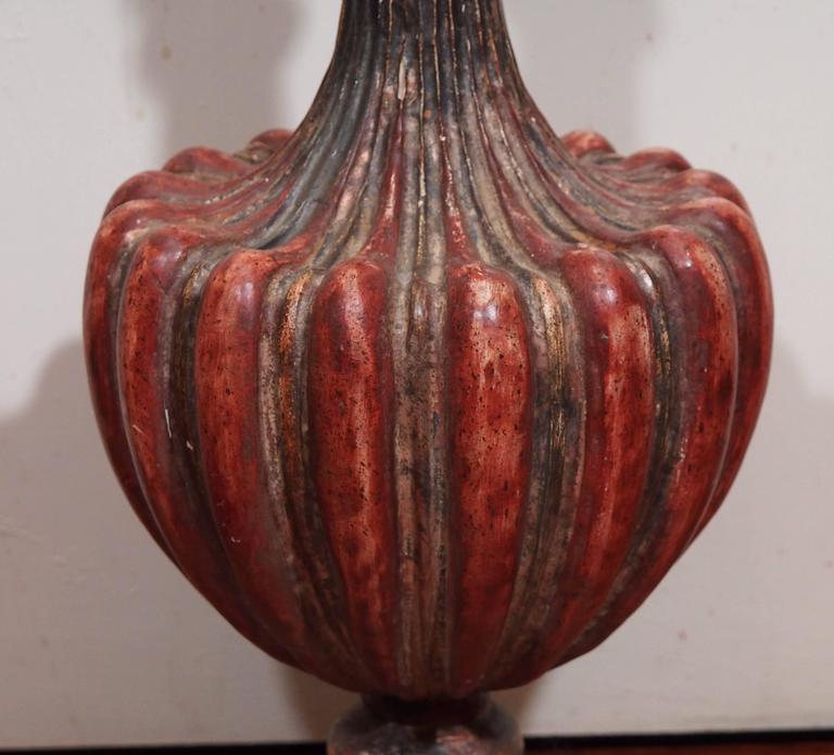 Pair of Carved Wood Vasiform Standards Now Wired as Lamps For Sale at ...