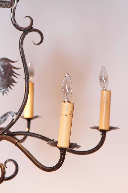 Six-Light French Polished Iron Chandelier with Rooster from Paris at ...