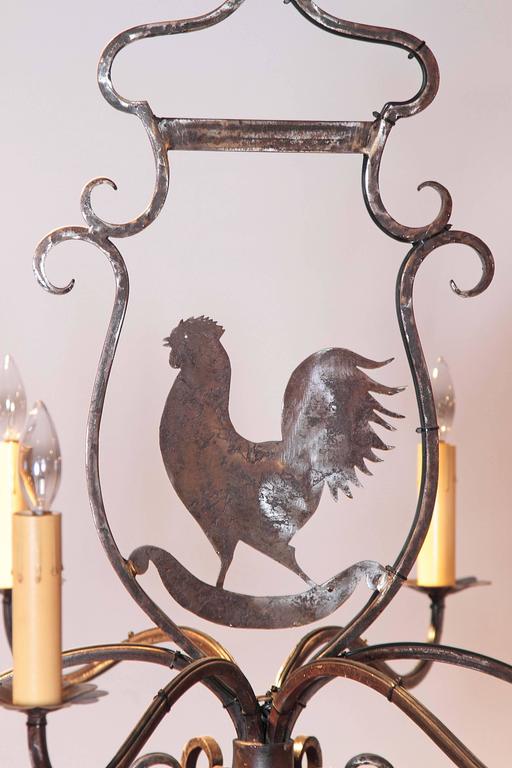 Six-Light French Polished Iron Chandelier with Rooster from Paris at ...