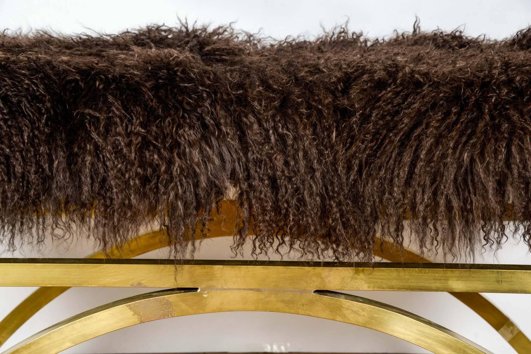 Pair of Mongolian Lambskin Benches at 1stDibs