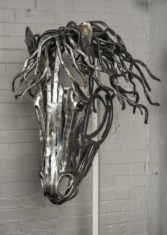 Unique Hand-Forged Model of a Horse's Head in Textured Bar Steel For ...