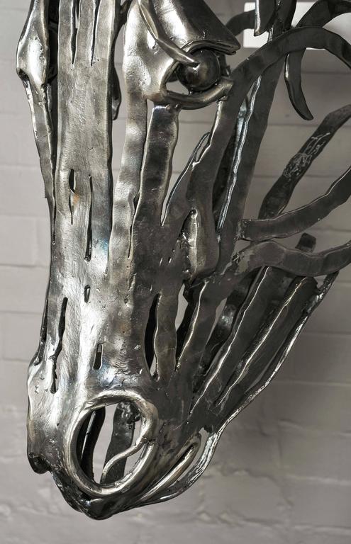 Unique Hand-Forged Model of a Horse's Head in Textured Bar Steel For ...