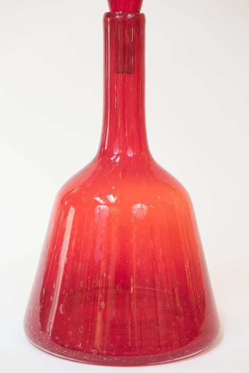 Large Red Blenko Glass Decanter with Stopper, circa 1965 at 1stDibs ...