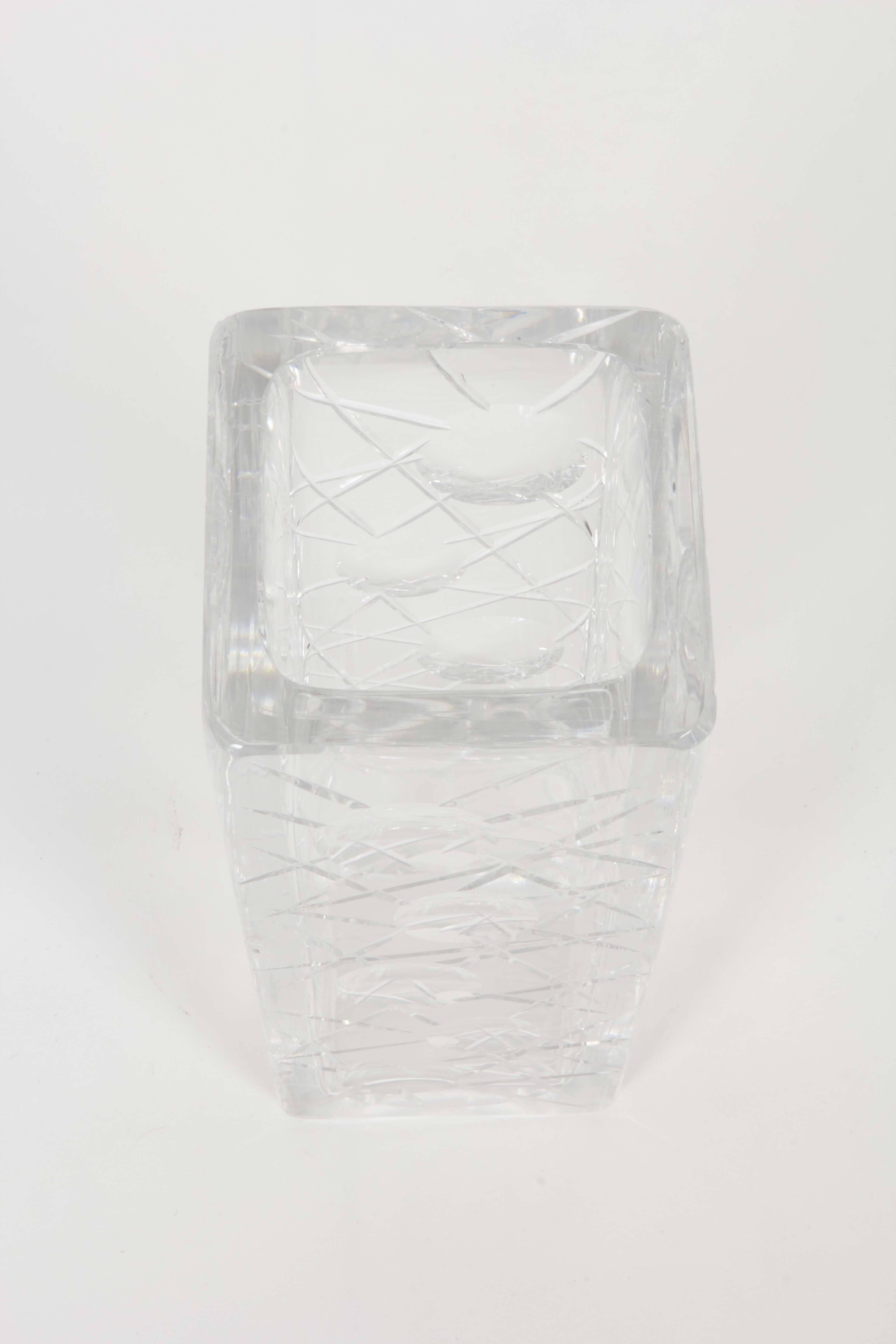 Cut Glass Square Vase at 1stDibs
