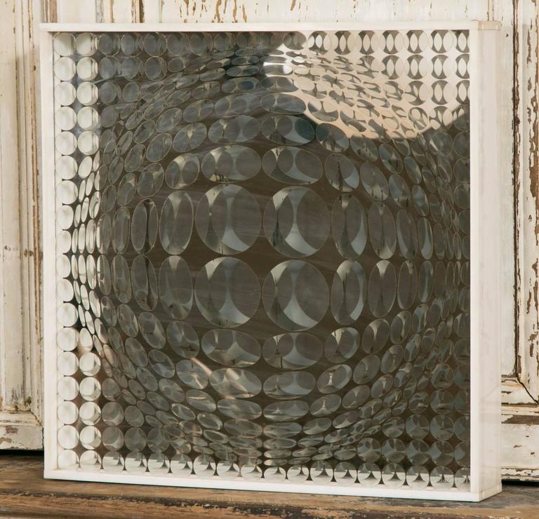 Victor Vasarely Kinetic Sculpture in Glass and Mirror, circa 1976 For ...