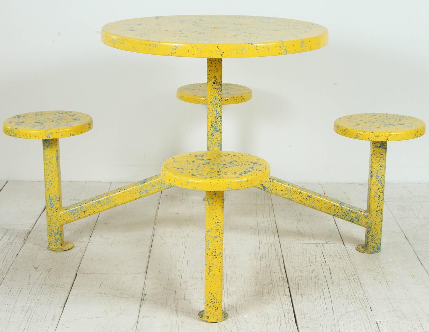 Yellow Splatter Paint Ice Cream Table For Sale at 1stdibs