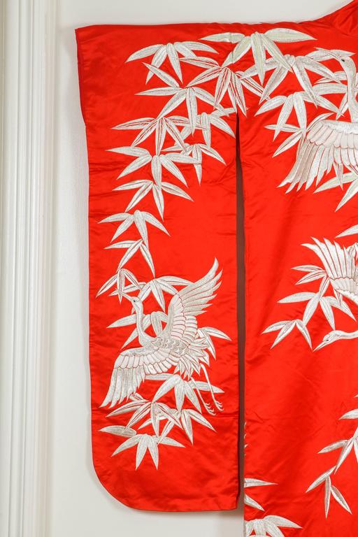 Vintage Red Silk Brocade Japanese Ceremonial Kimono at 1stDibs ...