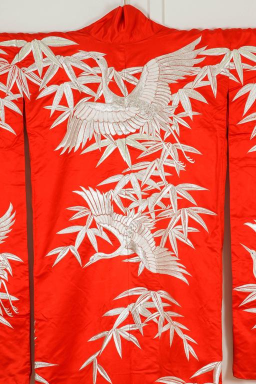 Vintage Red Silk Brocade Japanese Ceremonial Kimono at 1stDibs ...