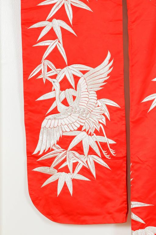 Vintage Red Silk Brocade Japanese Ceremonial Kimono at 1stDibs ...