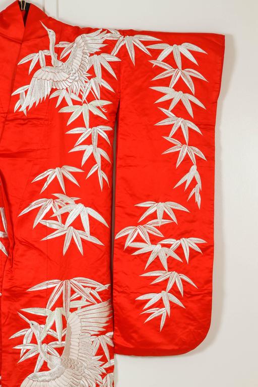 Vintage Red Silk Brocade Japanese Ceremonial Kimono at 1stDibs ...