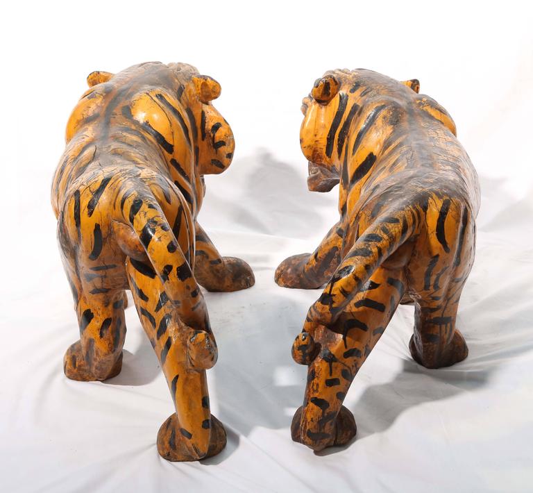Sensational Pair of 19th Century Anglo-Indian Figure of Tigers at 1stDibs