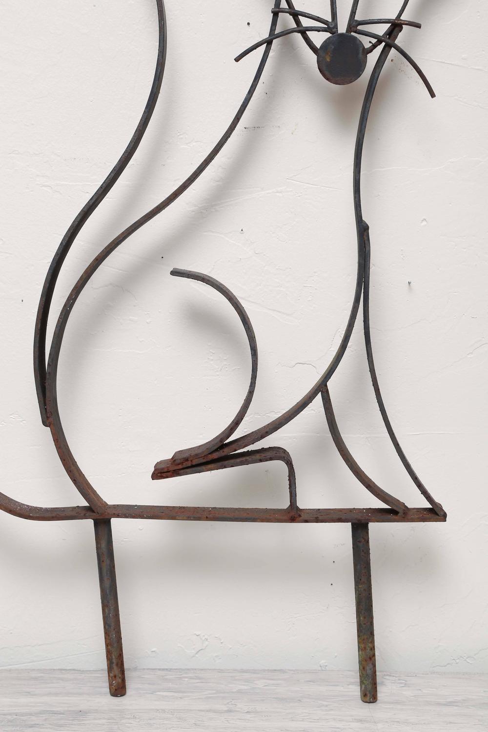 Mid-Century Iron Fox Sculpture For Sale at 1stdibs