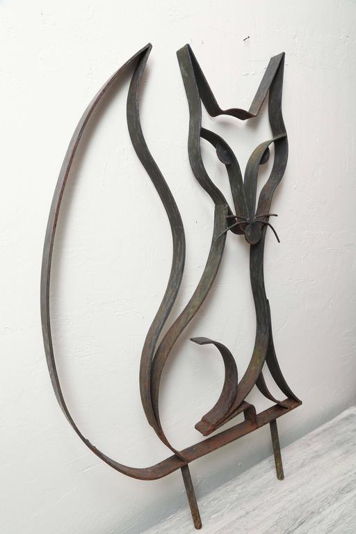 Mid-Century Iron Fox Sculpture at 1stDibs | fox garden sculpture
