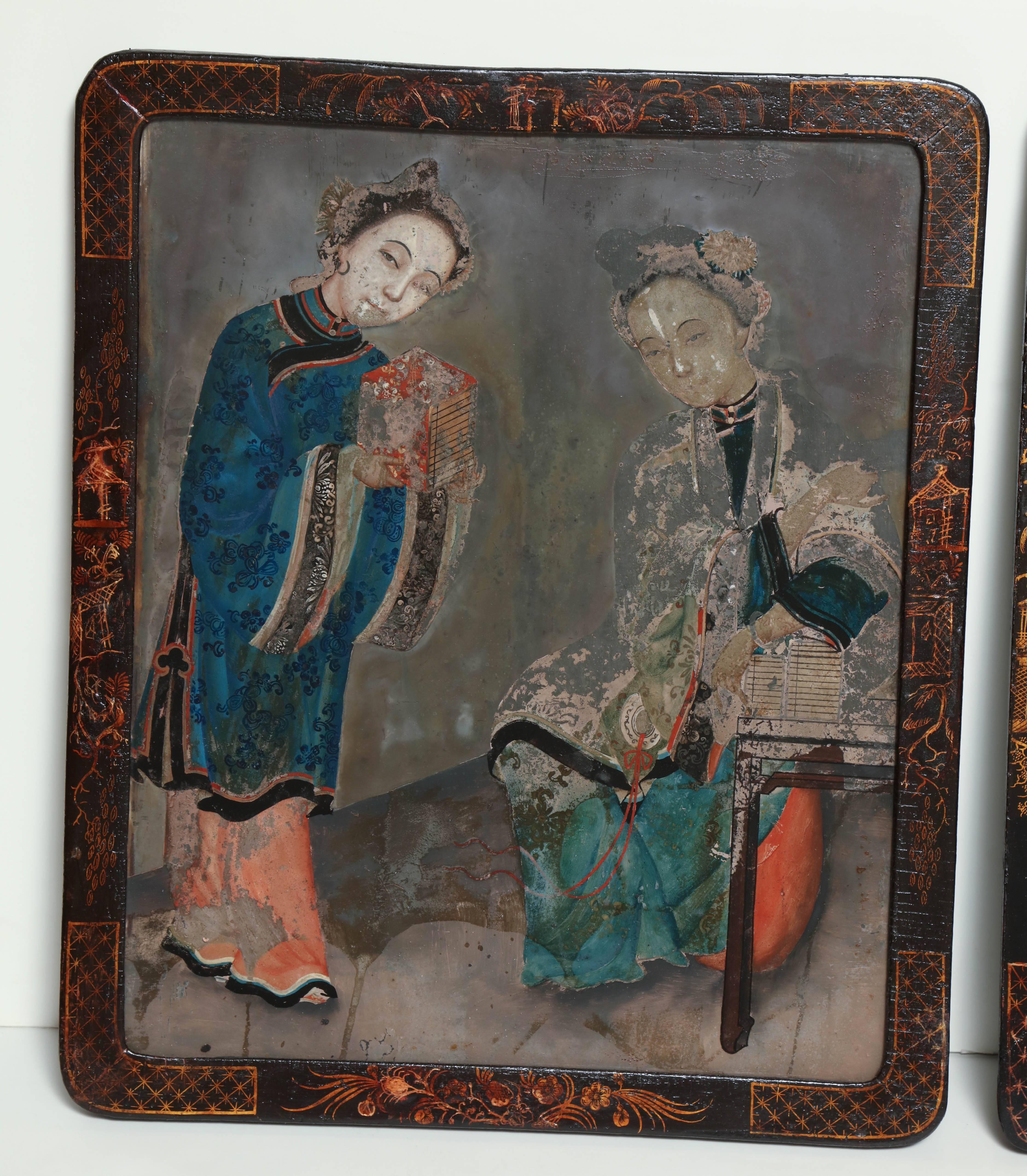Two Chinese Reverse Paintings on Glass at 1stDibs | chinese reverse ...