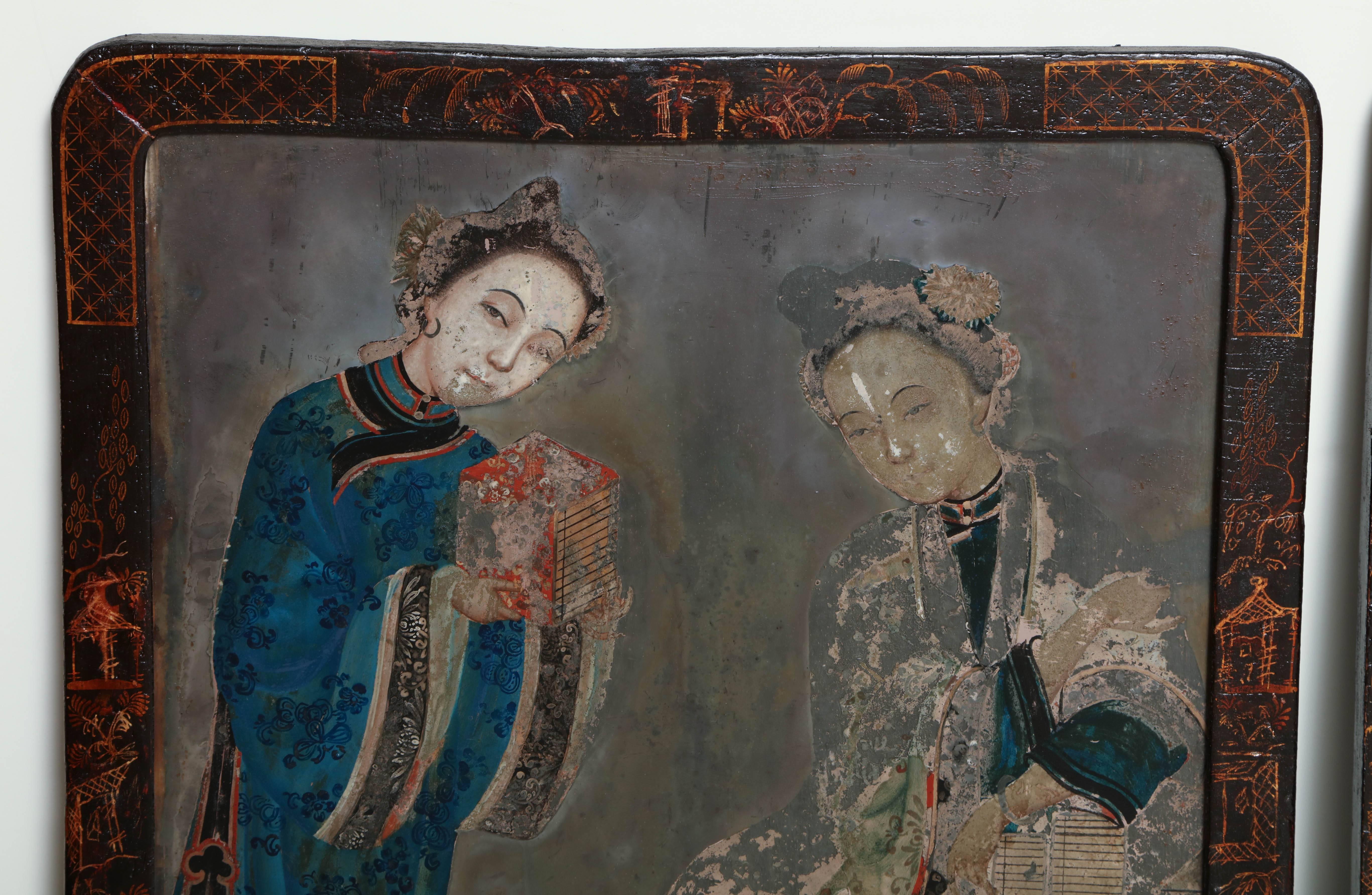Two Chinese Reverse Paintings on Glass at 1stDibs | chinese reverse ...