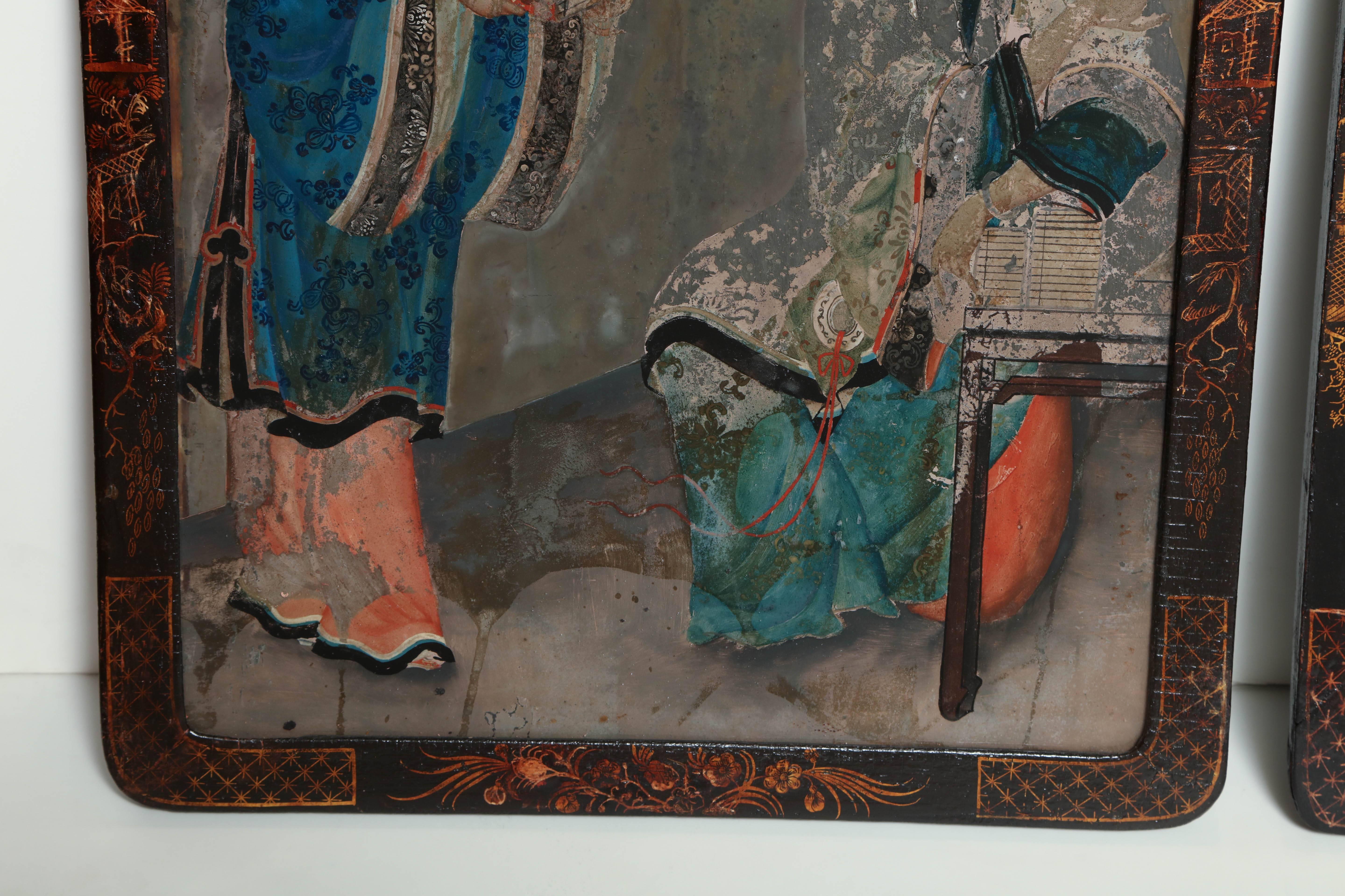 Two Chinese Reverse Paintings on Glass at 1stDibs | chinese reverse ...