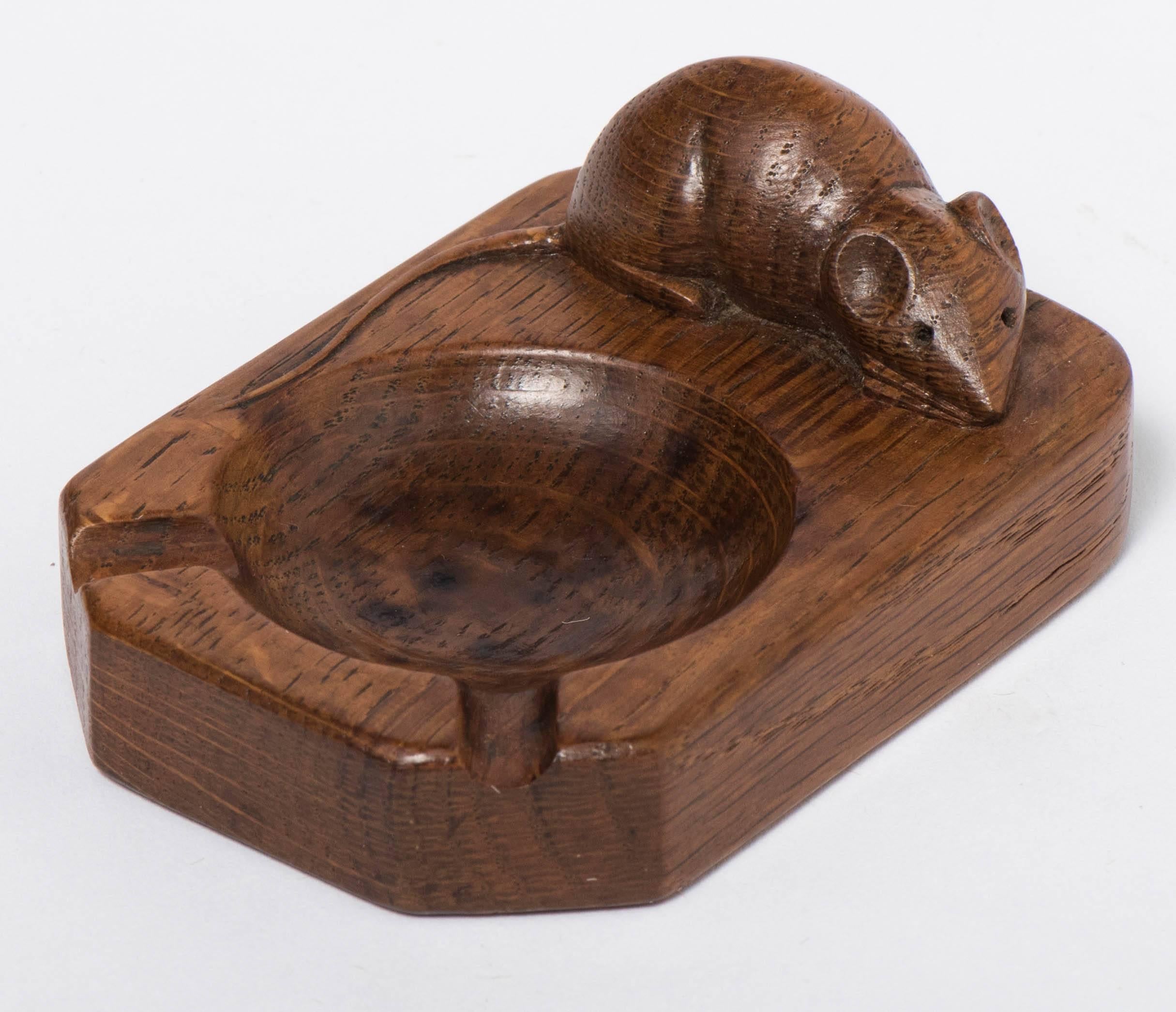 Robert "Mouseman" Thompson carved oak ashtray, England circa 1970 at ...