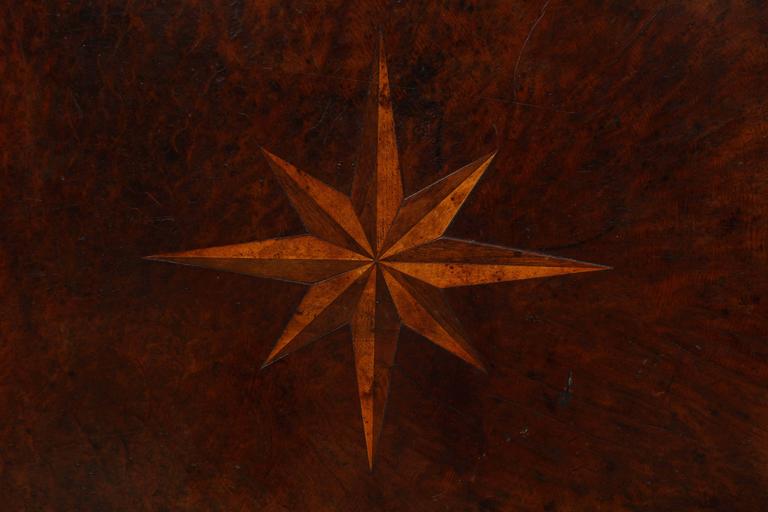 Fine Shaped Burl Tabletop with Compass Star Inlay For Sale at 1stDibs