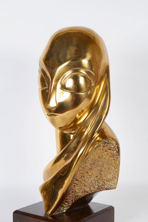 Brass Female Bust, in the Manner of Constantin Brancusi at 1stDibs