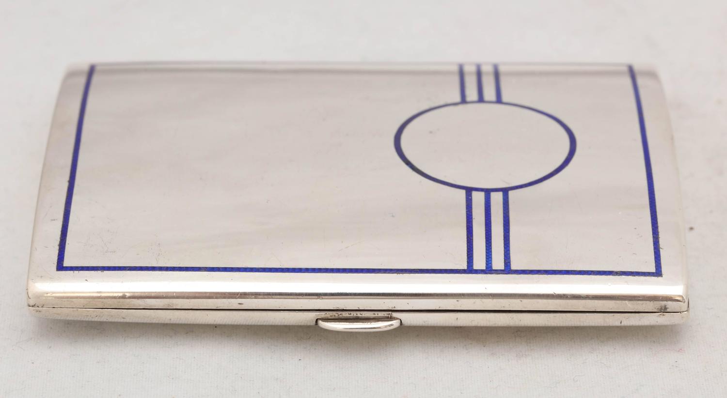 Art Deco French Sterling Silver '.950' and Cobalt Blue Enamel Cigarette ...