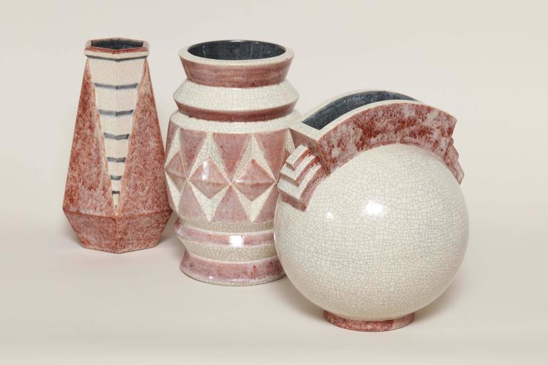 Collection of Three French Art Deco Vases by Marcel Guillard for ...